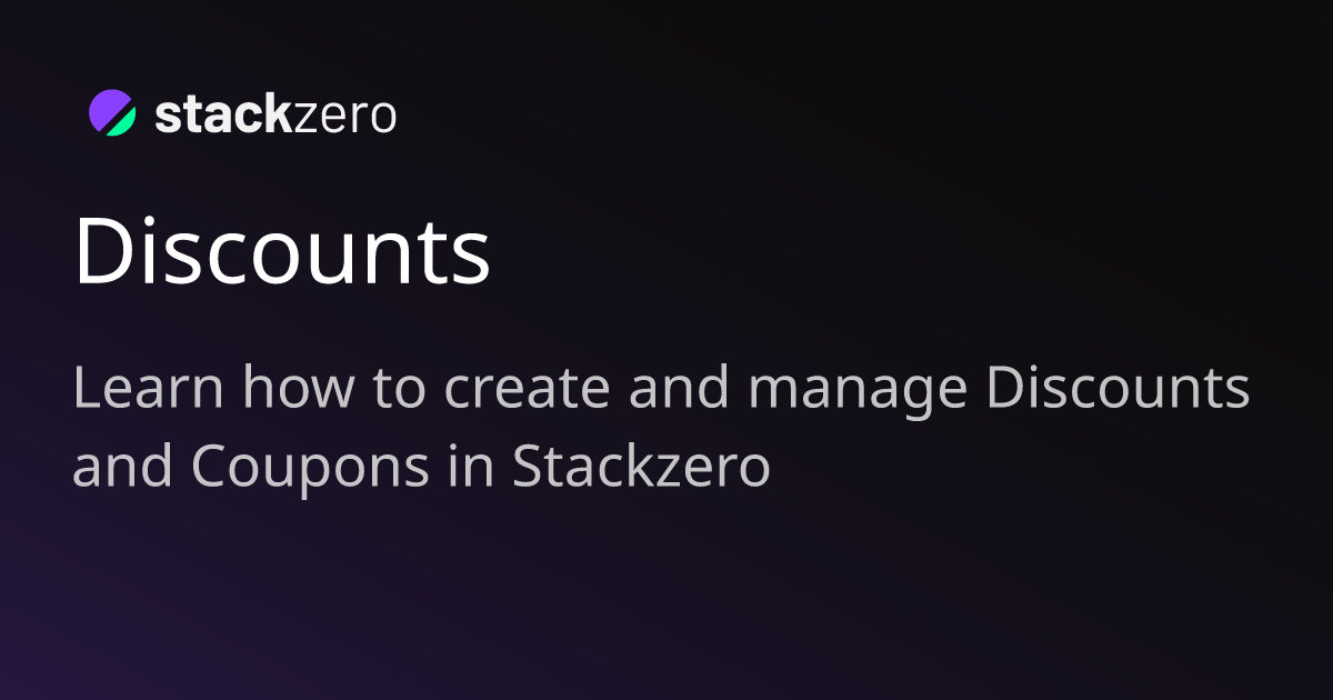 Discounts | Stackzero